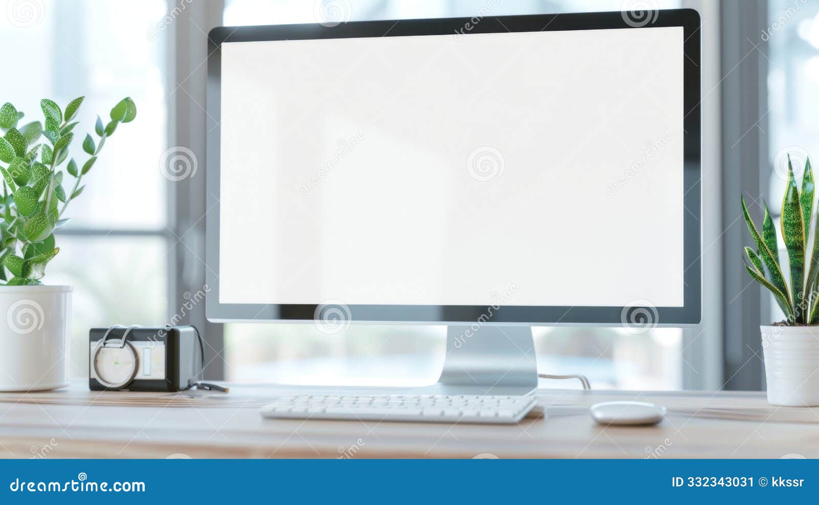 Modern Office Desk with Blank Screen Showcase Mockup for Website or ...