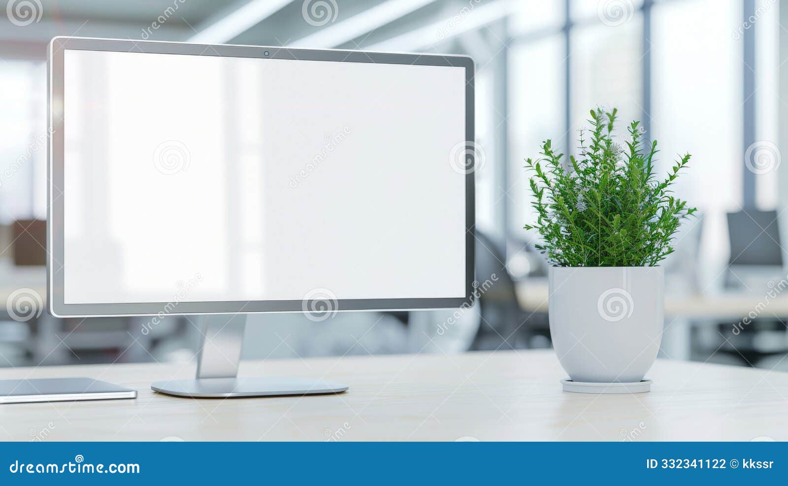 Modern Office Desk with Blank Screen for Website/software Display Stock ...
