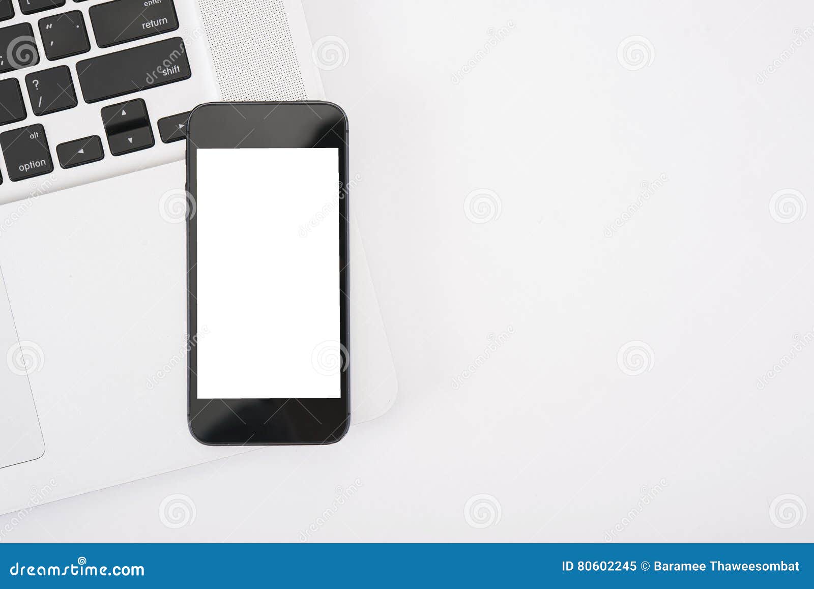 Modern Office Desk with Computer, Notebook and Mobile Phone. Stock ...