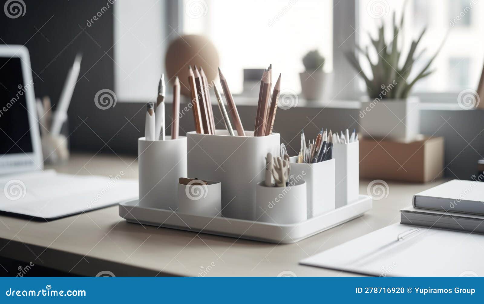 Modern Office Desk with Computer, Paper, and Creative Design Ideas ...