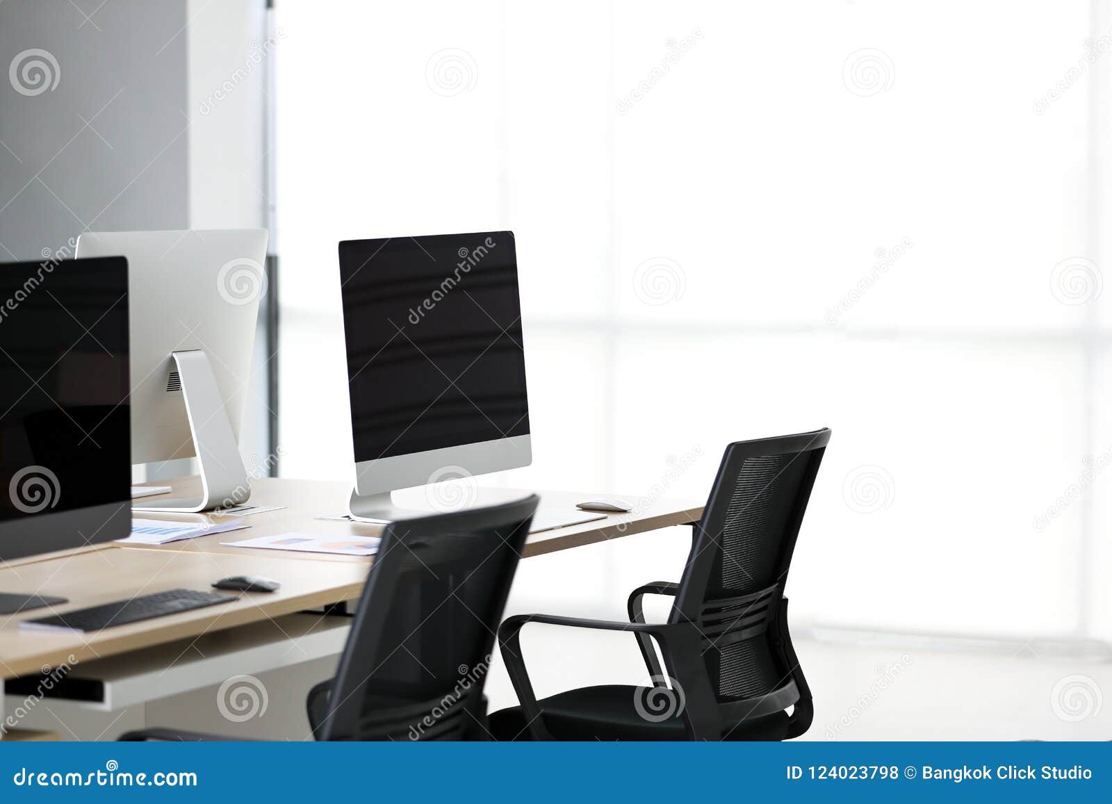 Modern Office with Documents and Computers on the Table. Stock Photo ...