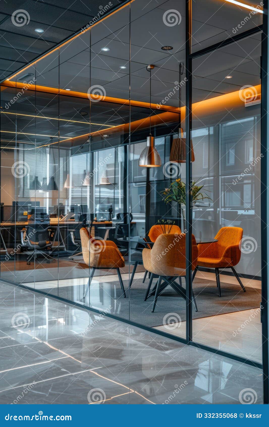 Modern Office, an Elegantly Designed Office with Glass Partitions and ...