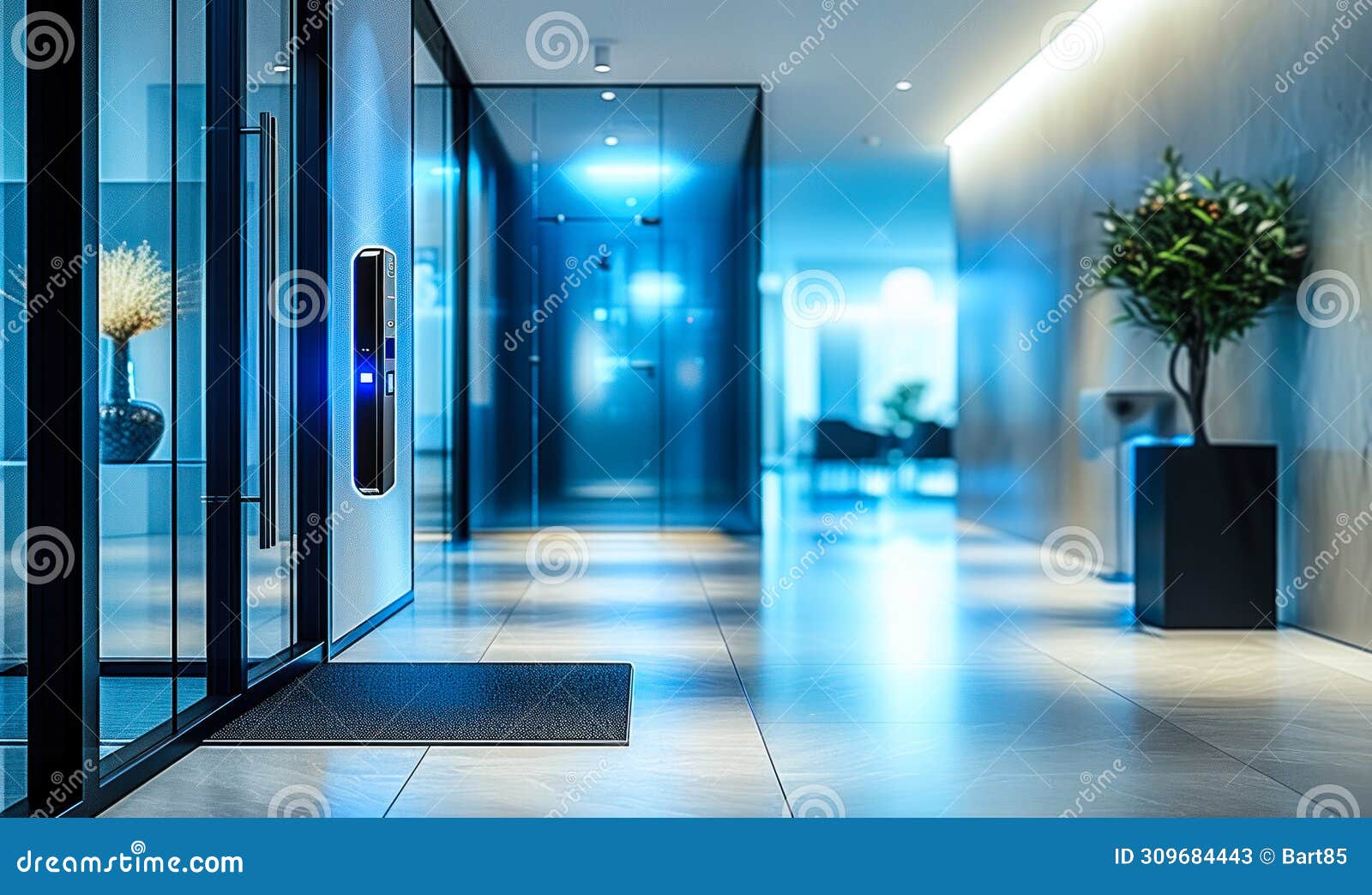 Modern Office Entrance with a Biometric Security Access Control System ...