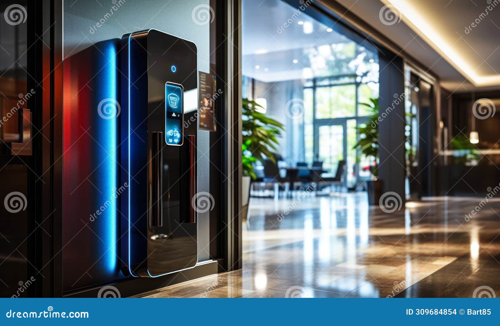 Modern Office Entrance with a Biometric Security Access Control System ...