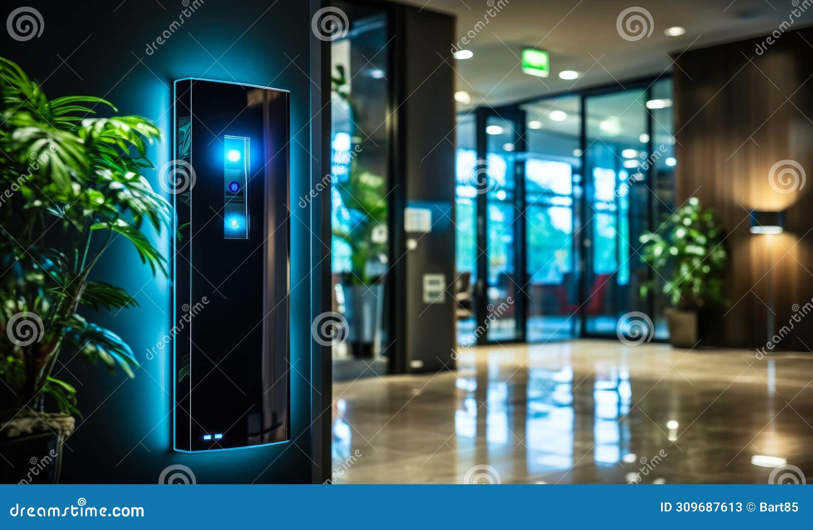 Modern Office Entrance with a Biometric Security Access Control System ...
