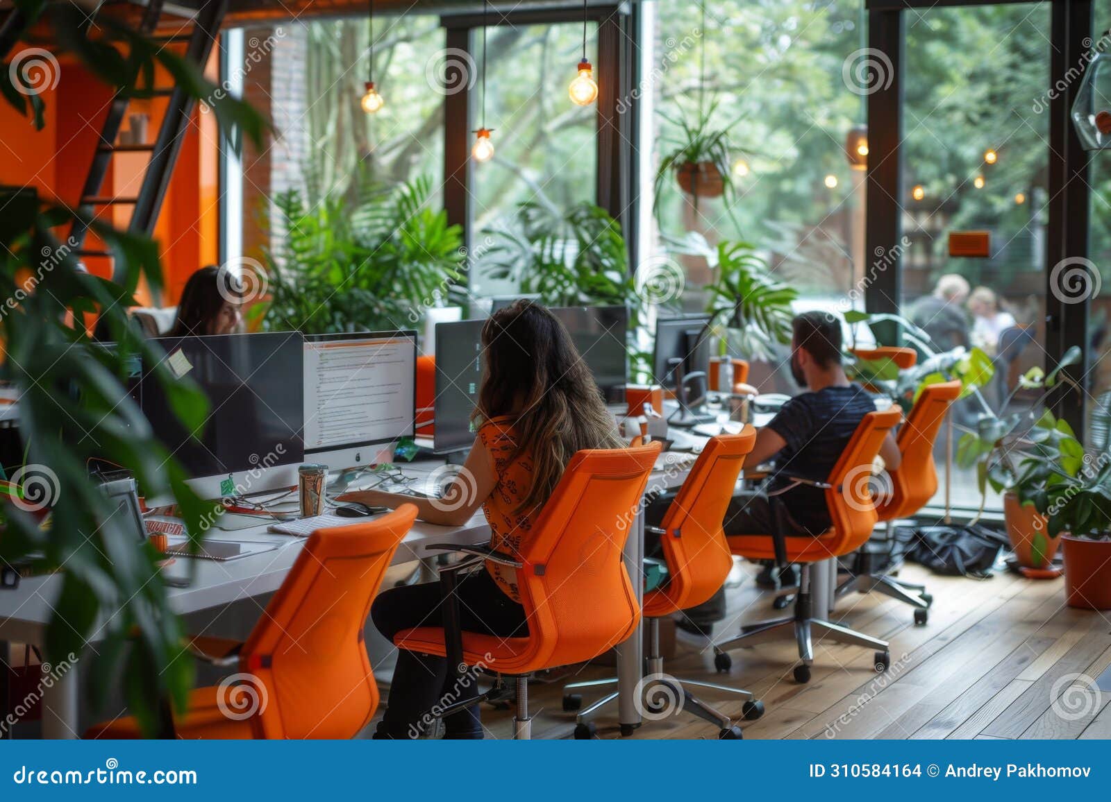 Modern Office Environment with Employees Engaged in Work during Daytime ...