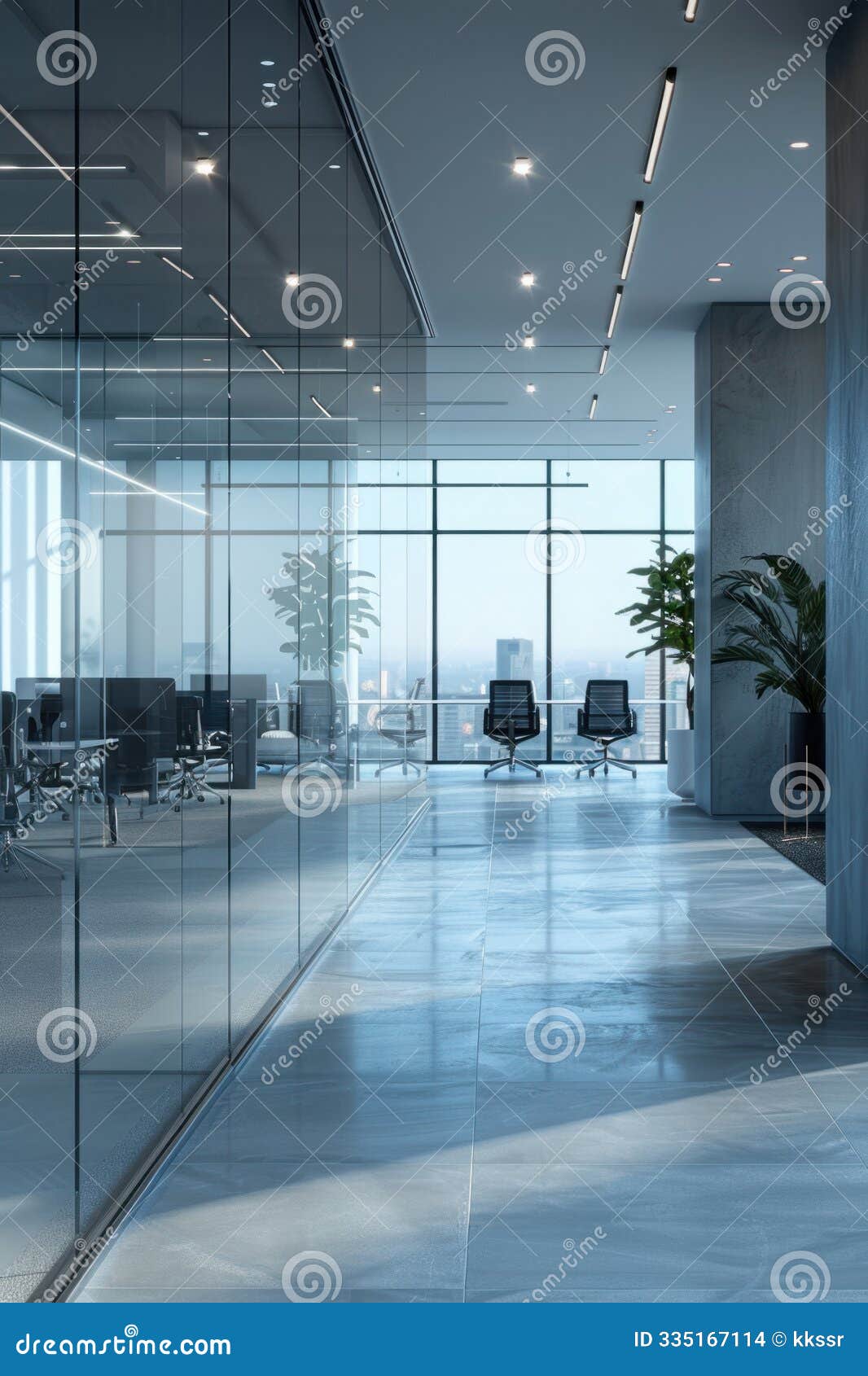 Modern Office, Expansive View of a Void Office Interior, Characterized ...