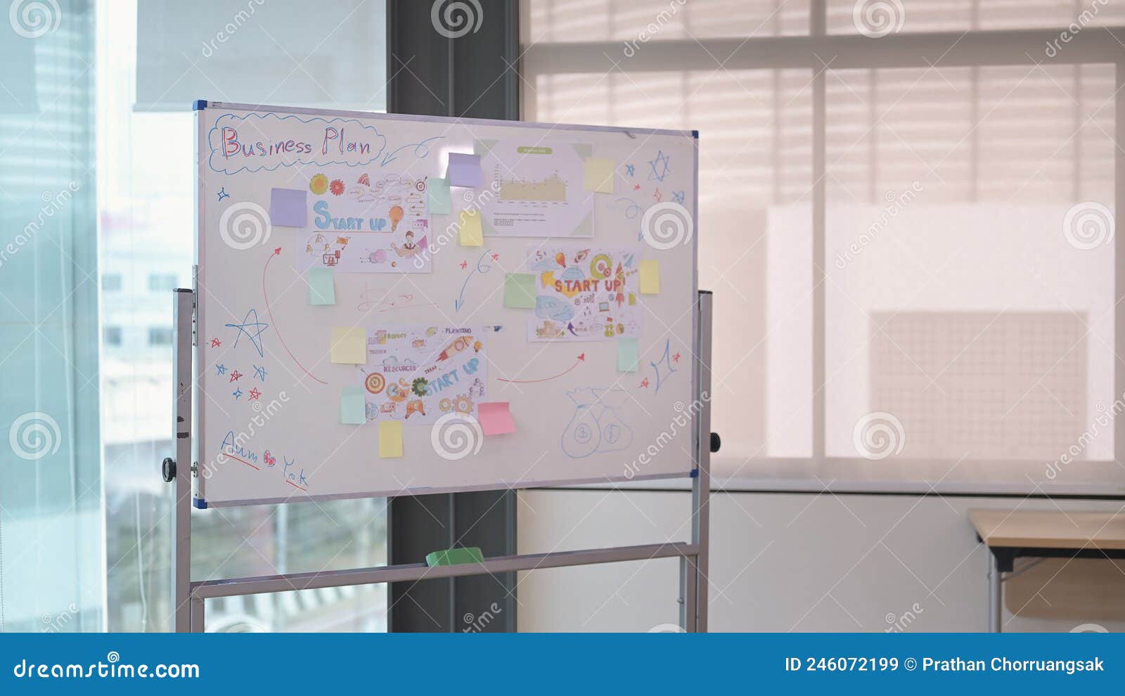 Modern Office, Flip Chart with Statistics and Diagrams for Corporate ...