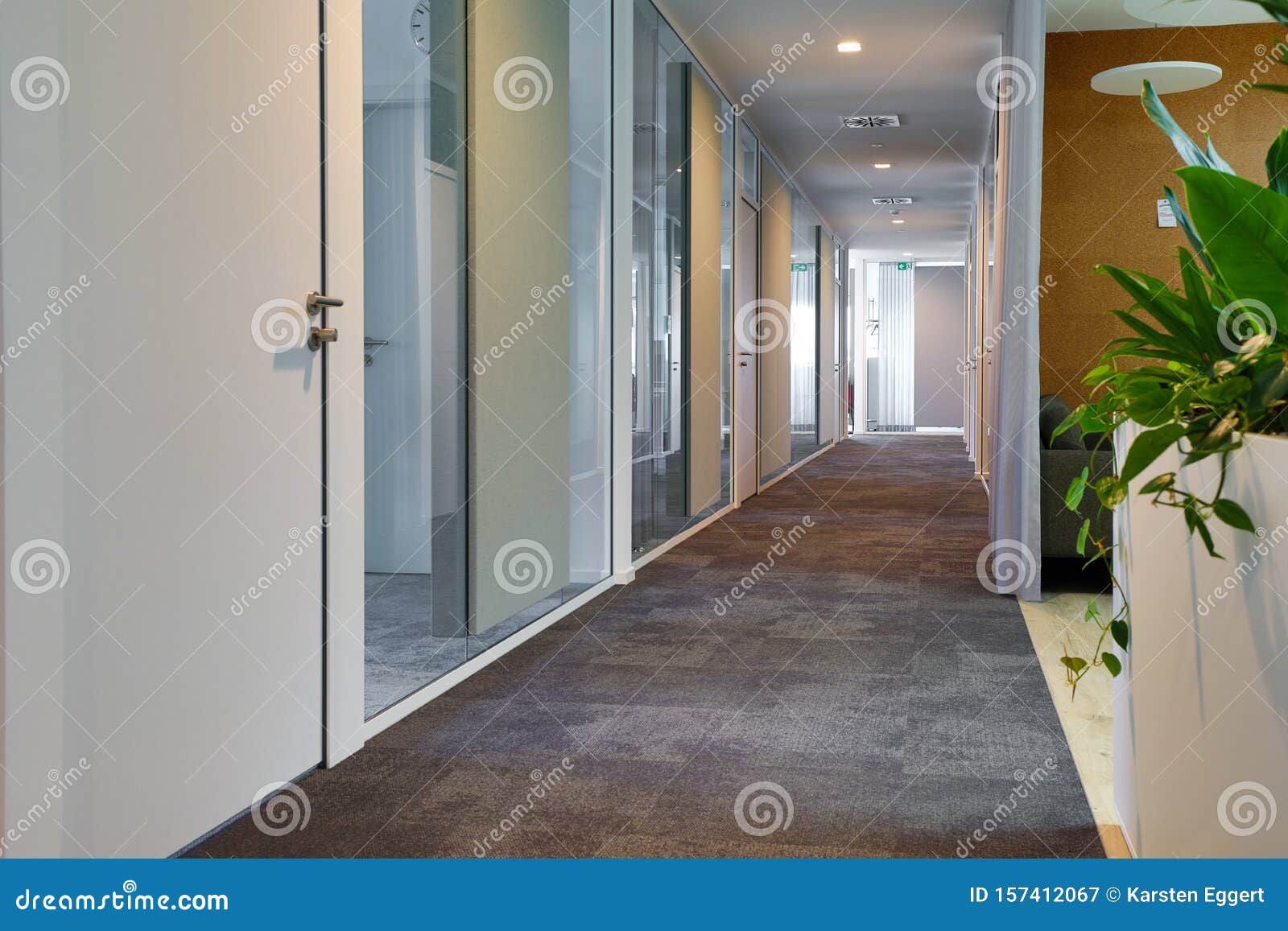 A Modern Office Floor a Corridor Leads To the Offices Stock Image ...