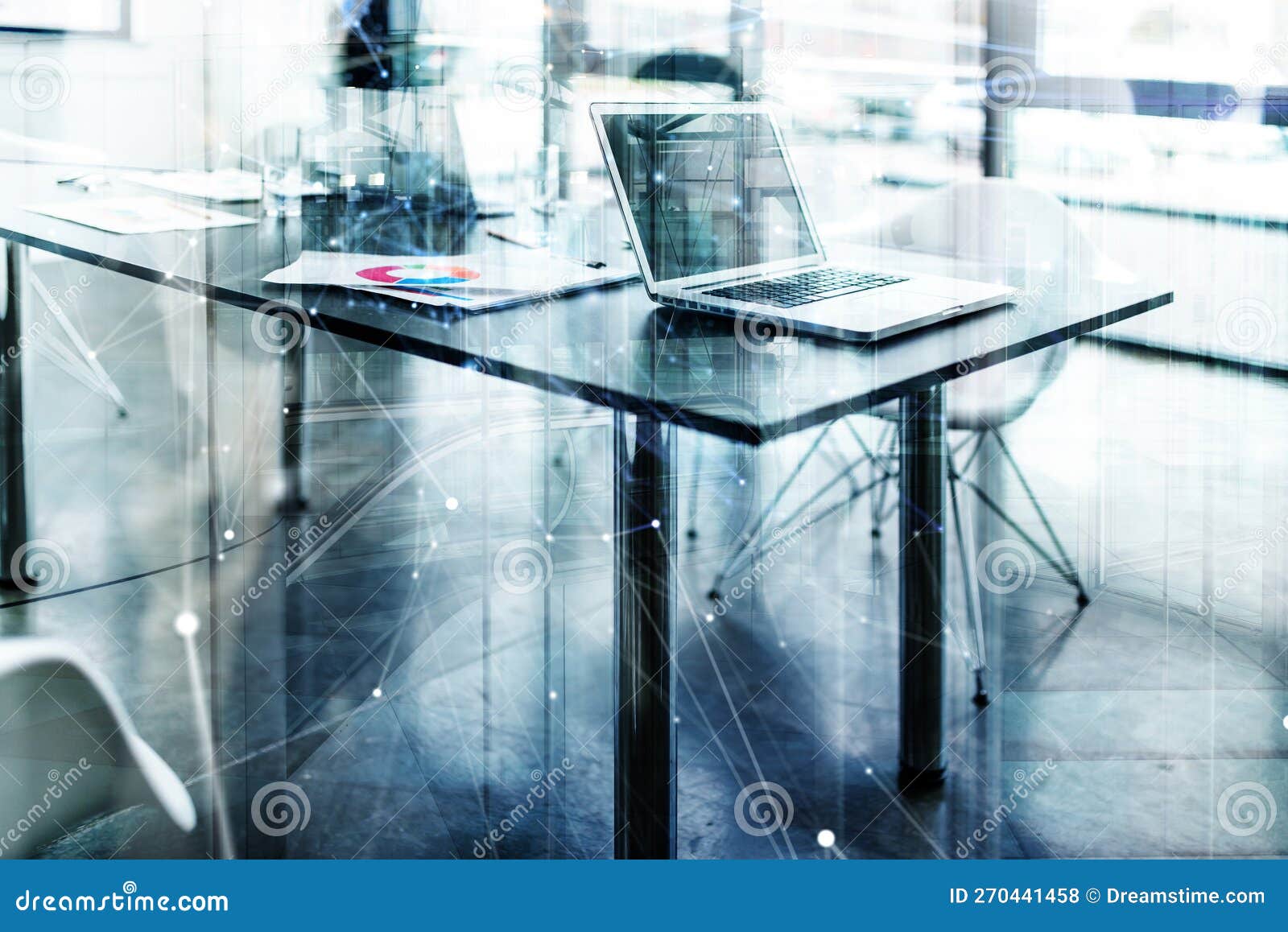 Modern Office with Graph Sheets and Laptop on a Desk Stock Photo ...