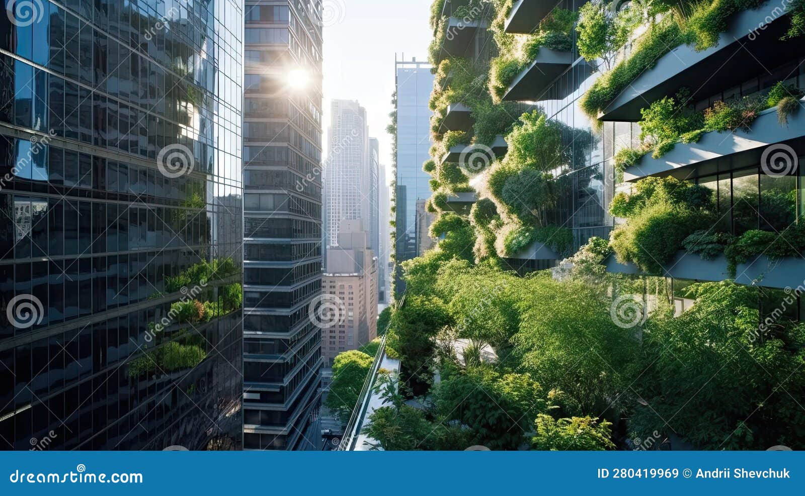 Modern Office Green Building. Panoramic View Stock Illustration ...