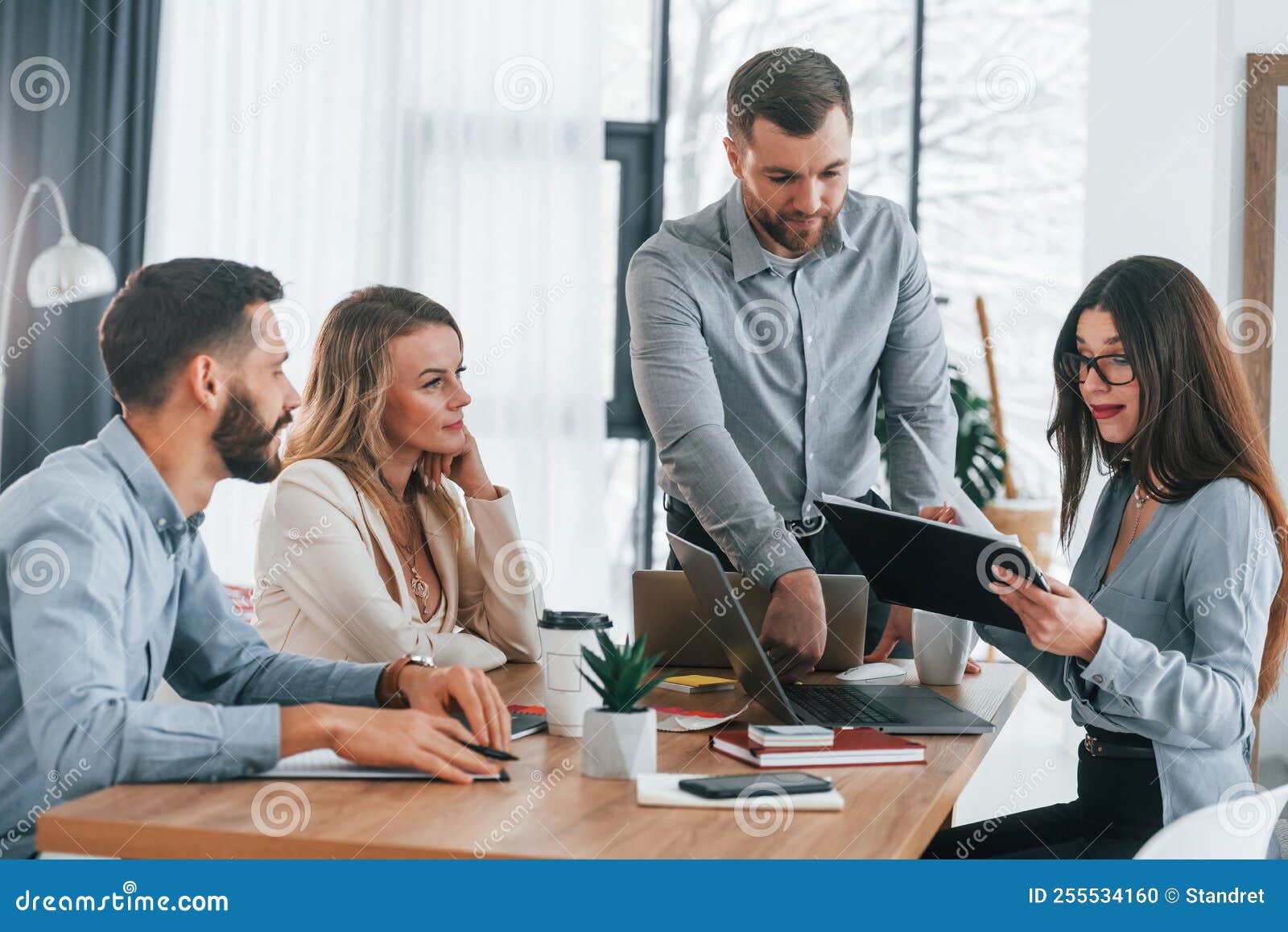 Modern Office. Group of Business People that Working on the Project ...