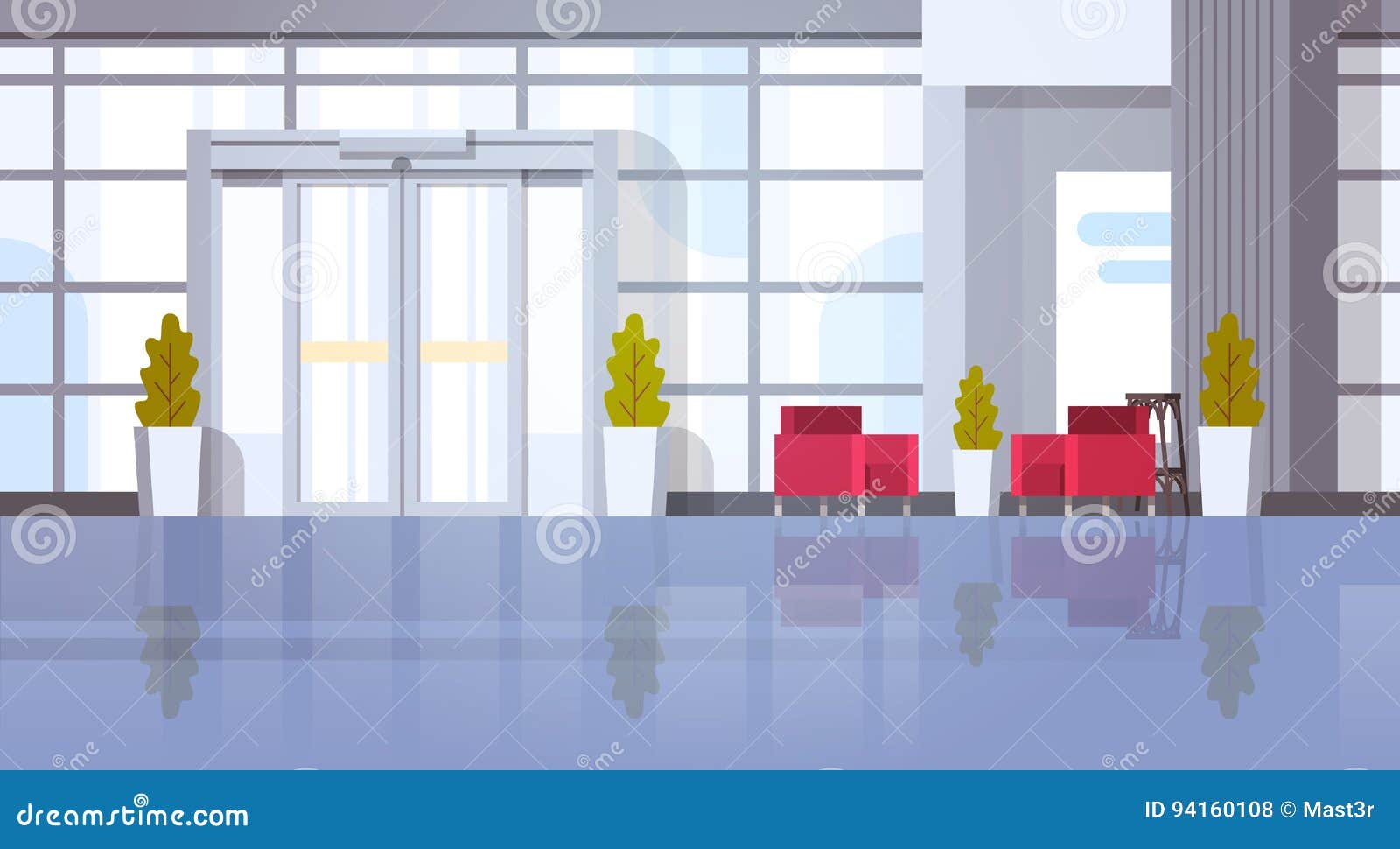 Modern Office Hall Building Waiting Room Interior Stock Vector ...