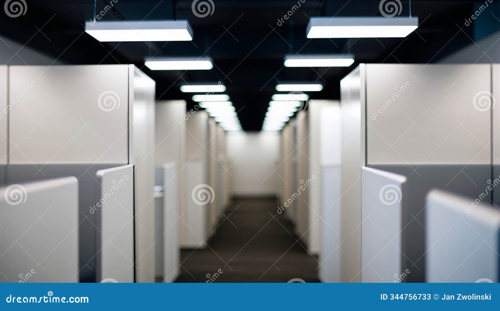 Modern Office Hallway with Luminous Elegant Cubicle Design Stock ...