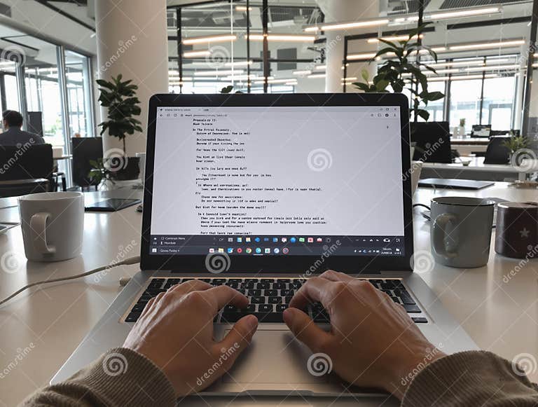 A Professional Workspace Featuring Coding on a Laptop Device for Enhanced Productivity Stock ...