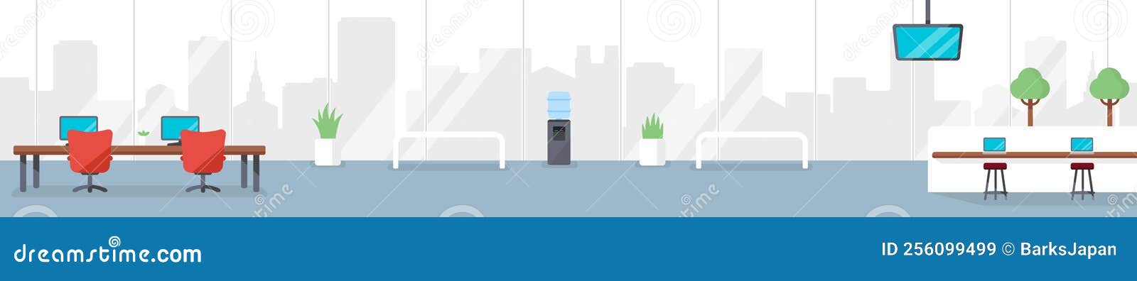 Modern Office Horizontal Vector Illustration Stock Vector ...