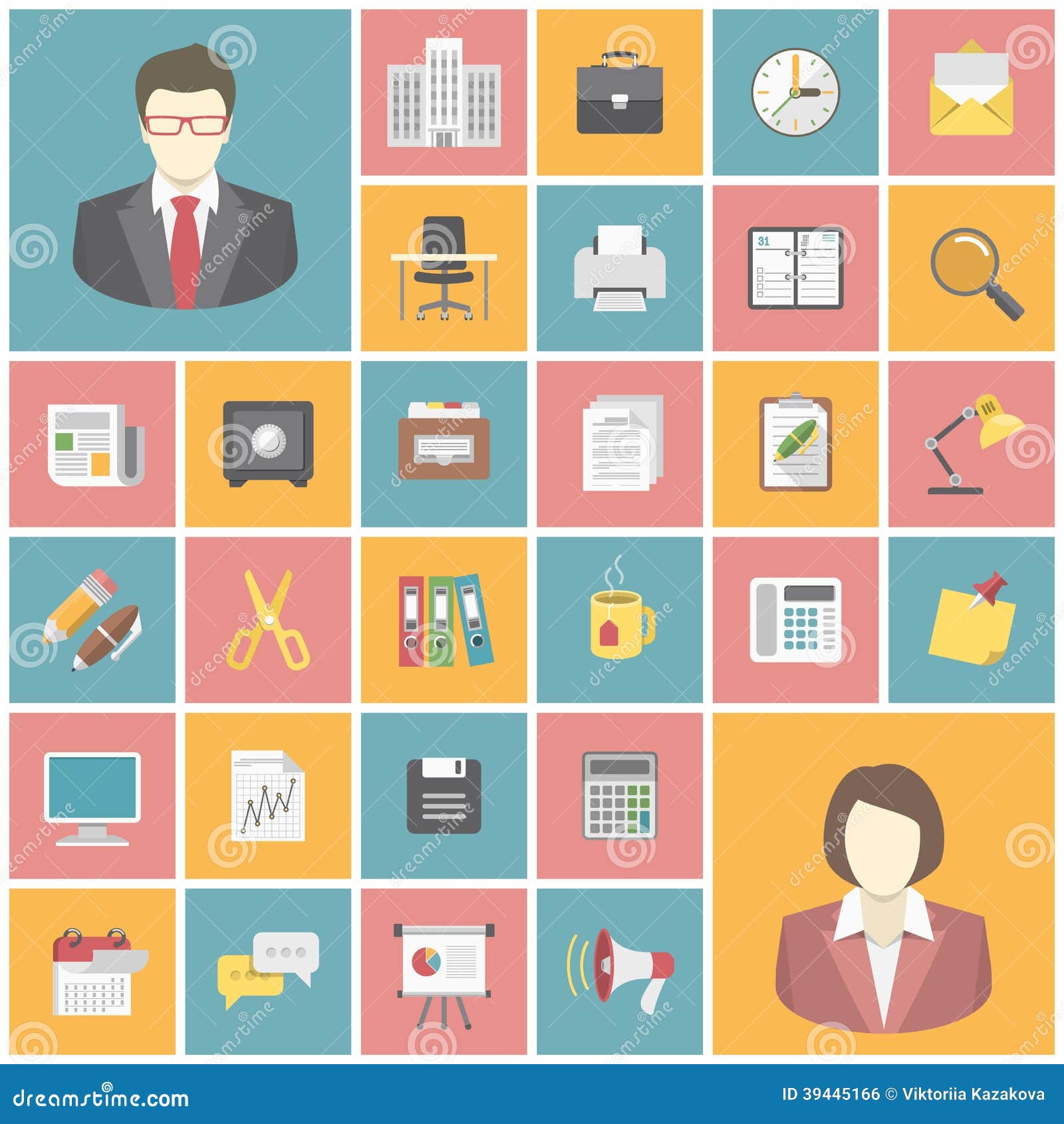 Modern Office Icons stock vector. Illustration of briefcase - 39445166