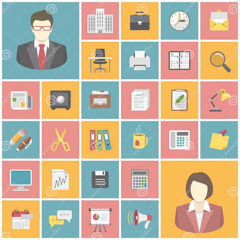 Modern Office Icons stock vector. Illustration of briefcase - 39445166