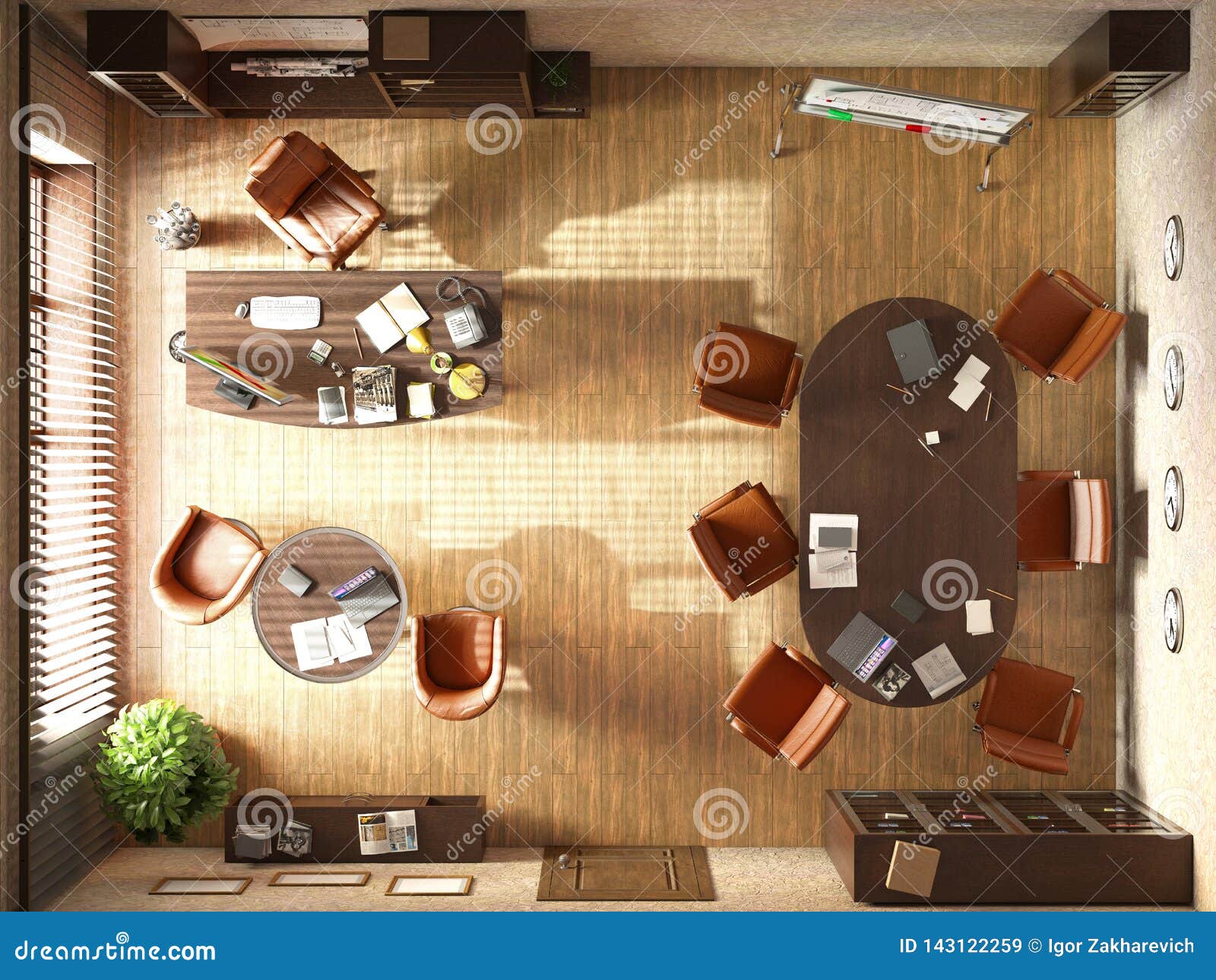 Modern Office Interion Evening Stock Illustration - Illustration of ...