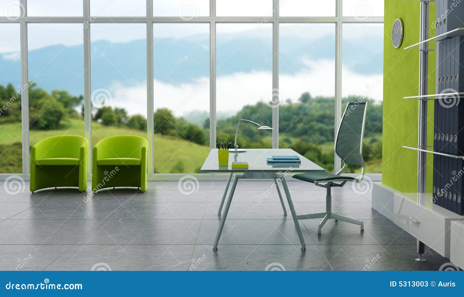 Modern office interior stock illustration. Illustration of lighting ...