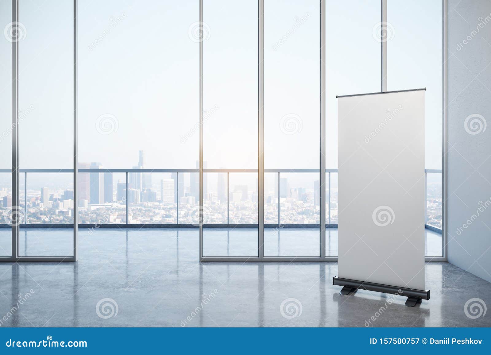 Modern Office Interior with Billboard Stock Illustration - Illustration ...