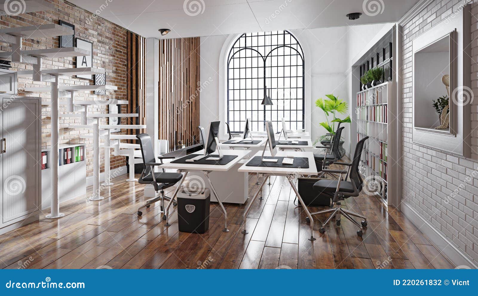 Modern Office Interior Design Concept Stock Illustration - Illustration ...