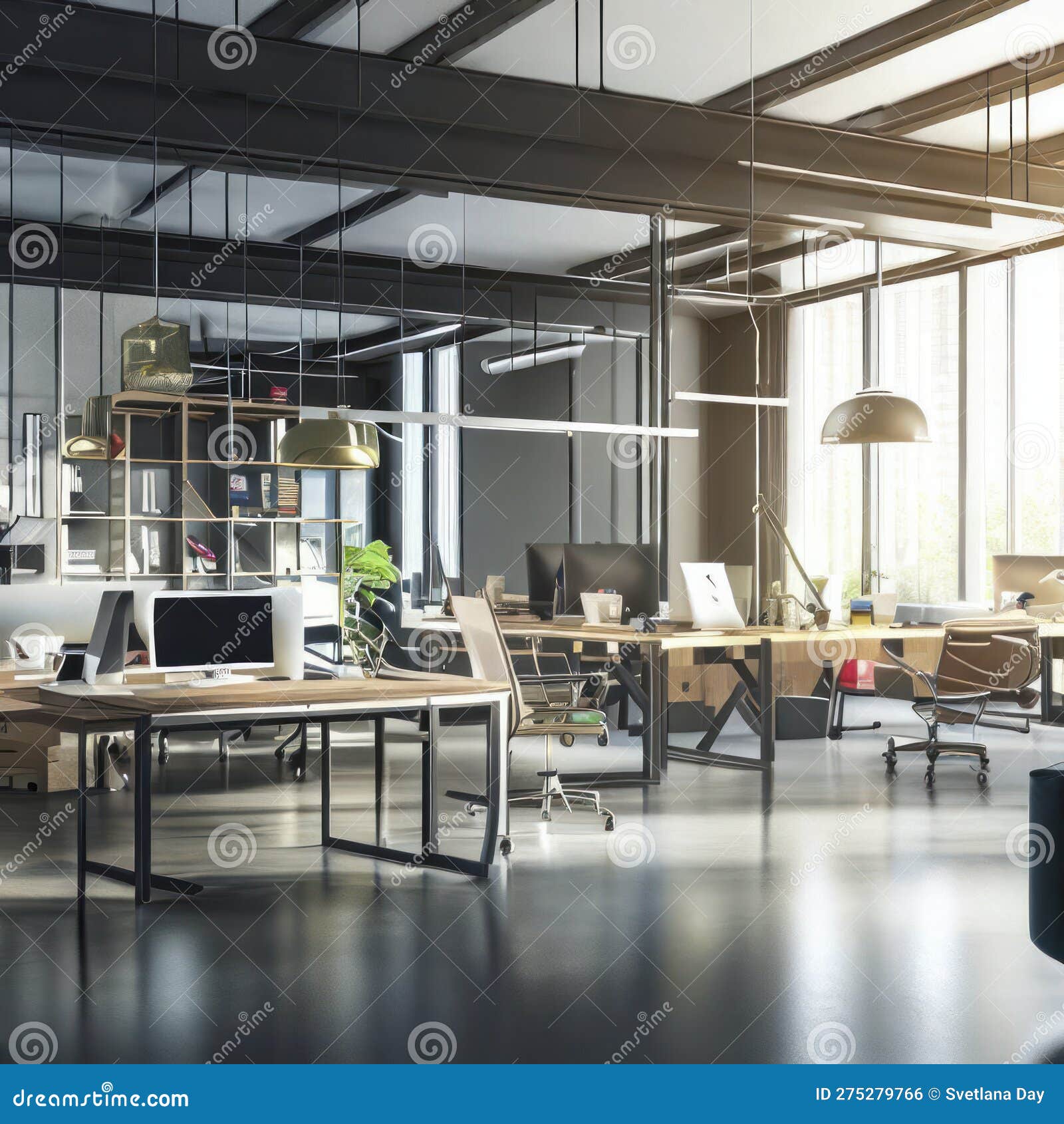 Modern Office Interior Design, Contemporary Business Workspace ...