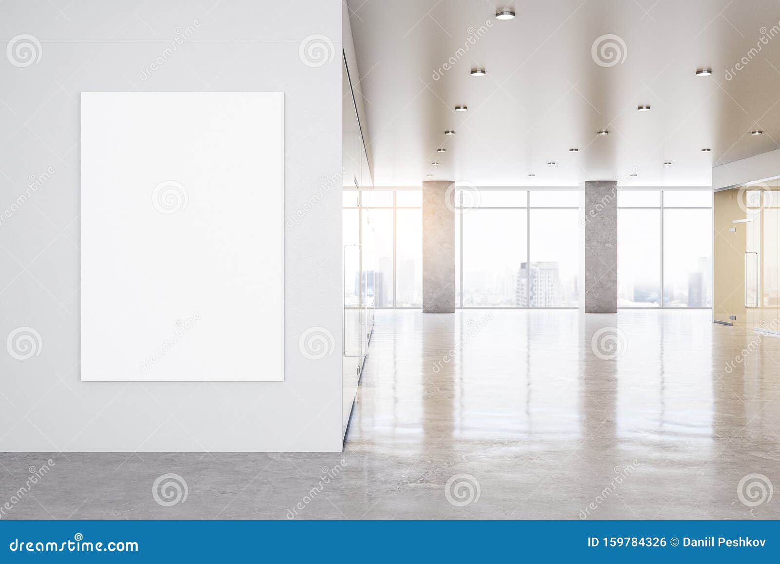 Modern Office Interior with Billboard Stock Illustration - Illustration ...