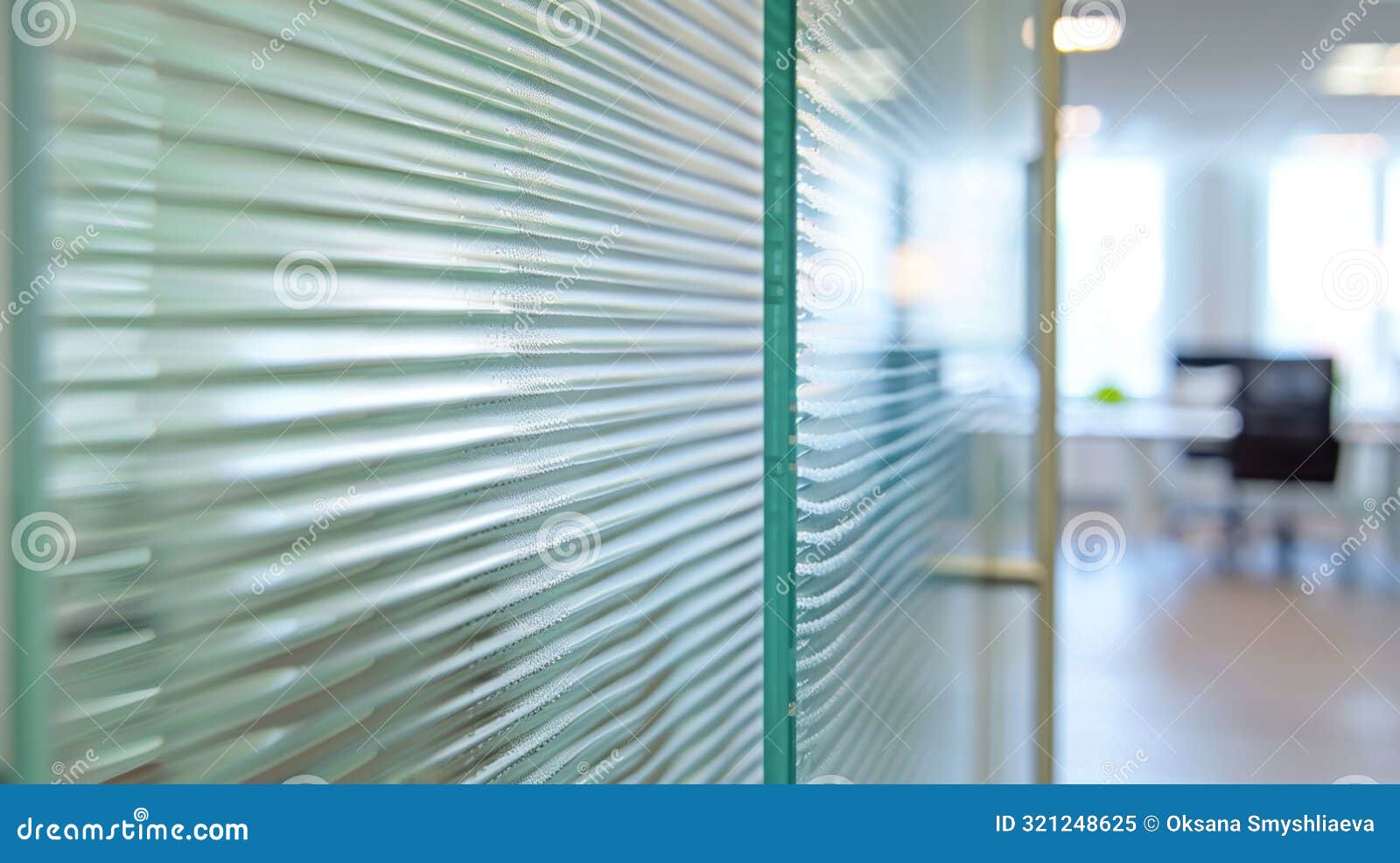 Modern Office Interior with Focus on Textured Glass Partition Stock ...