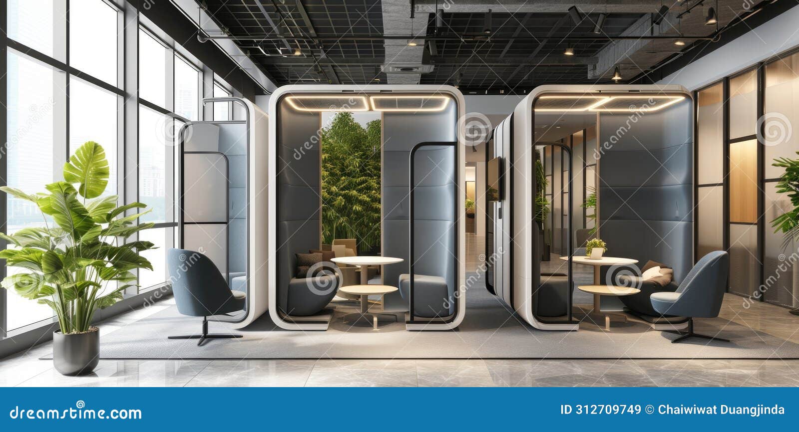 Modern Office Interior, Meeting Room with Monitors for Video ...