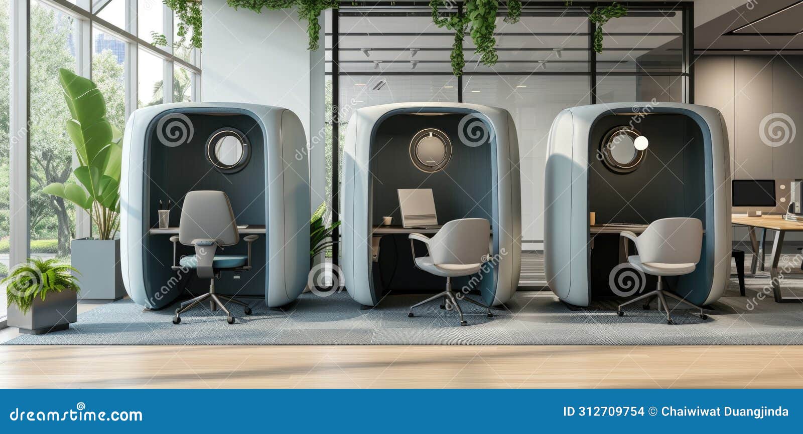 Modern Office Interior, Meeting Room with Monitors for Video ...