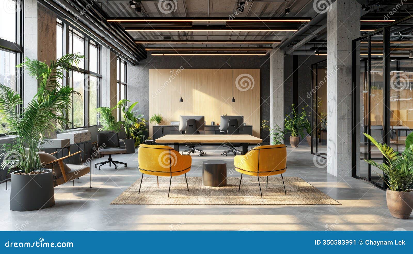 Modern Office Interior Mockup Stock Illustration - Illustration of ...