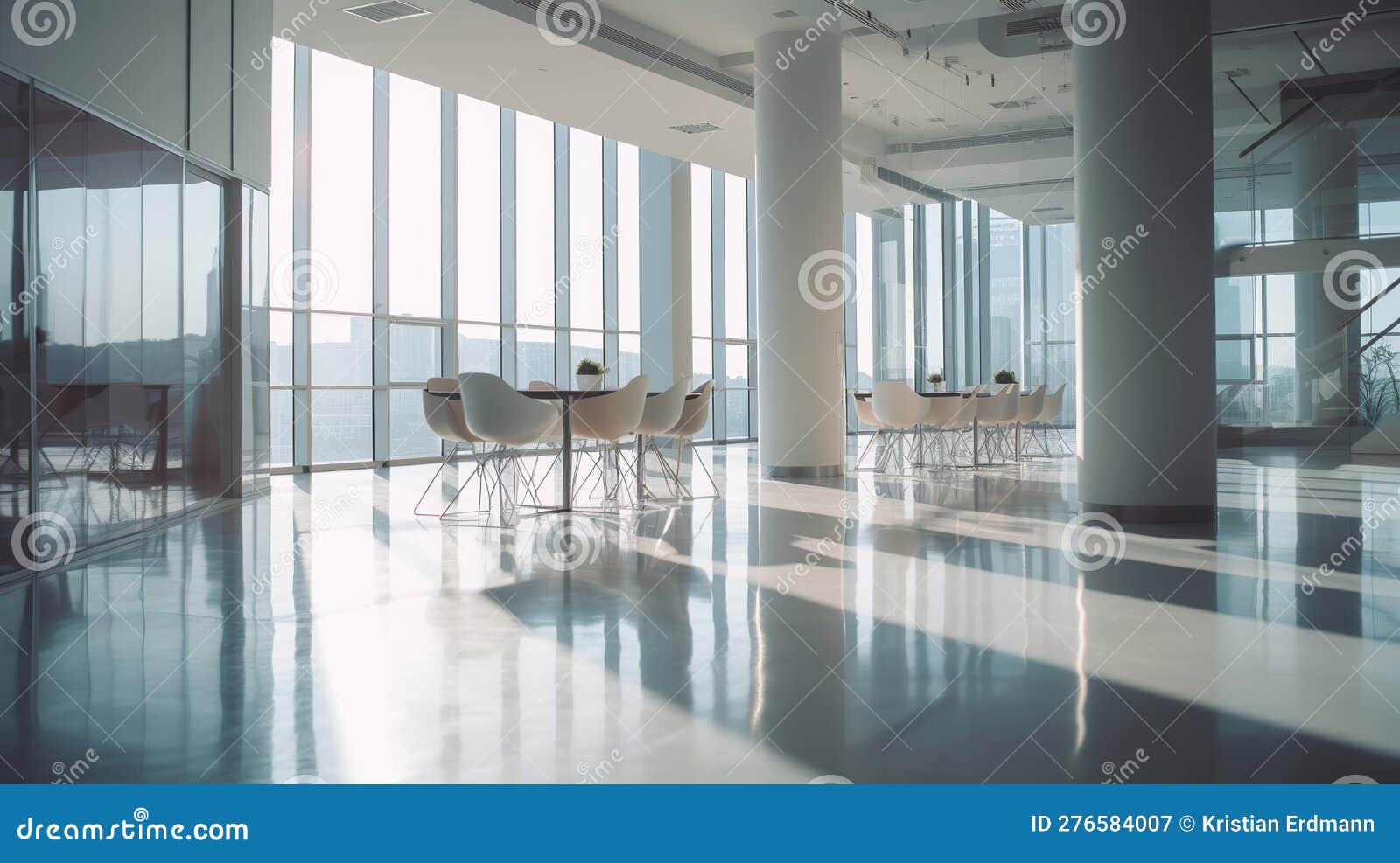 Modern Office Interior - Panoramic Windows and Airy Design Stock ...