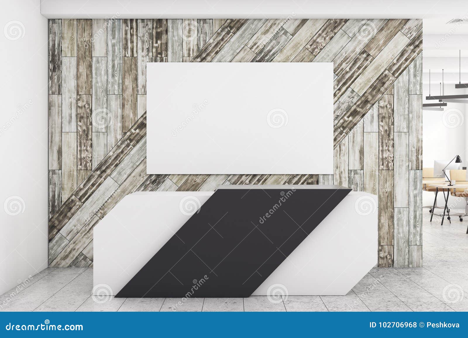 Modern Reception with Empty Poster Stock Illustration - Illustration of ...