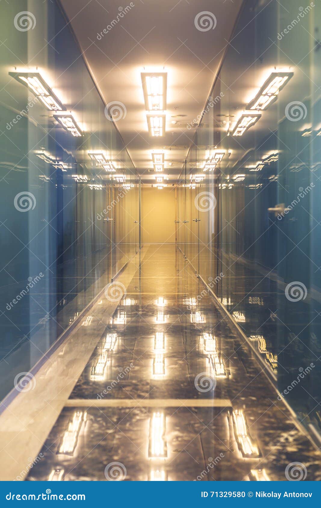 Modern Office Interior with Reflections Stock Photo - Image of ...