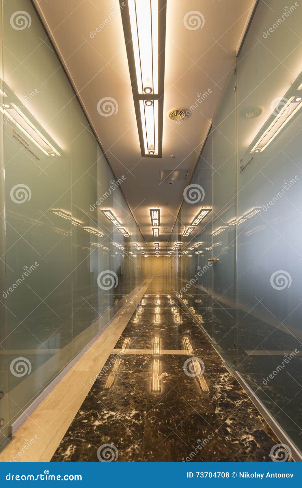 Modern Office Interior with Reflections Stock Photo - Image of finance ...