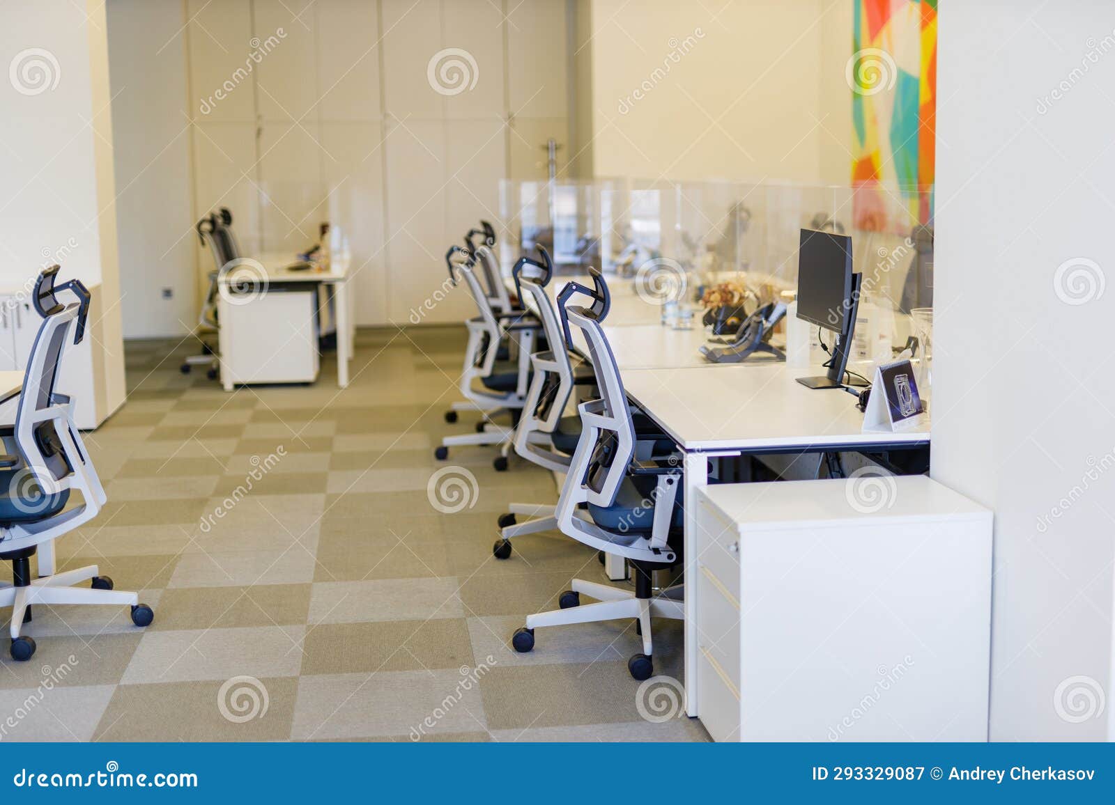 Modern Office, Open Space Workplaces without People Stock Image - Image of light, modern: 293329087