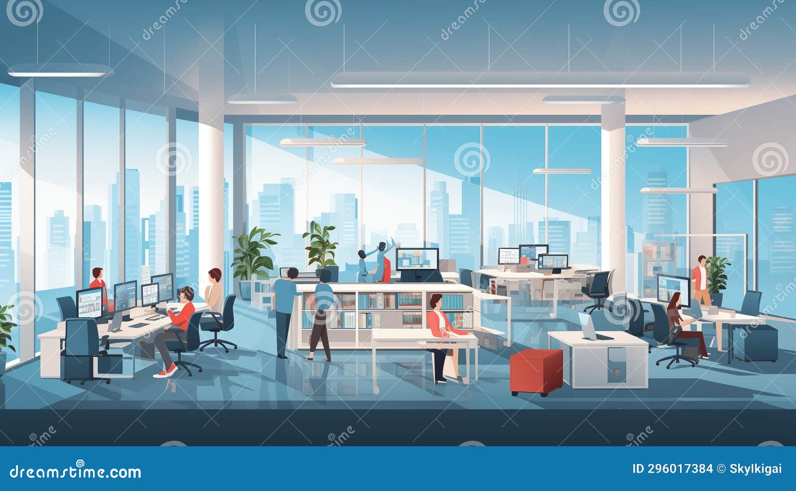 A Modern it Office with People a Beautiful, Technologically Advanced ...