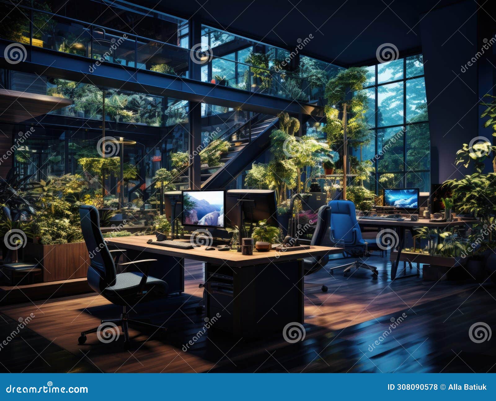 Modern Office with Plants for a Refreshing and Productive Workspace ...