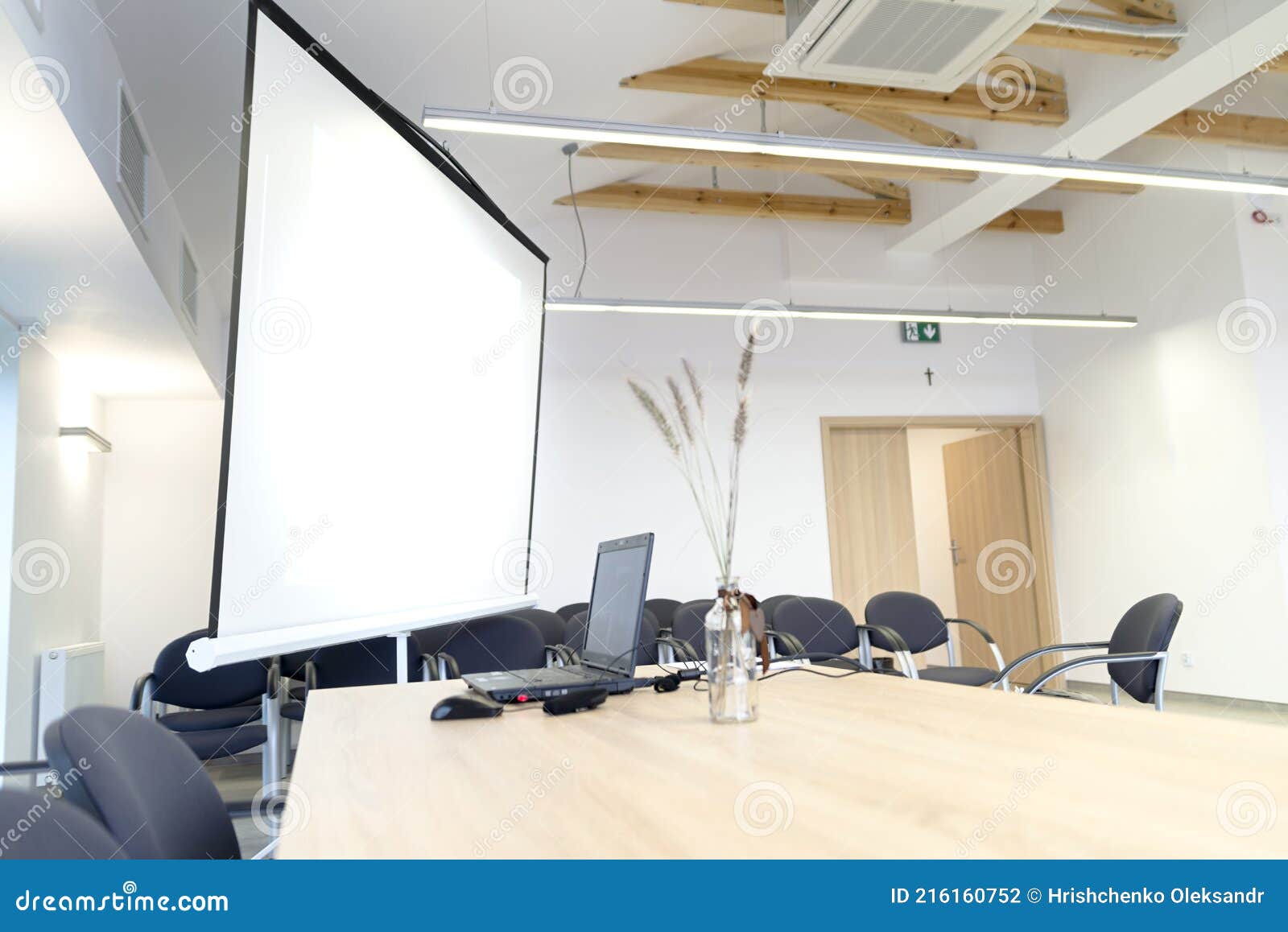Modern Office with a Projector Screen for Presentations Stock Photo ...