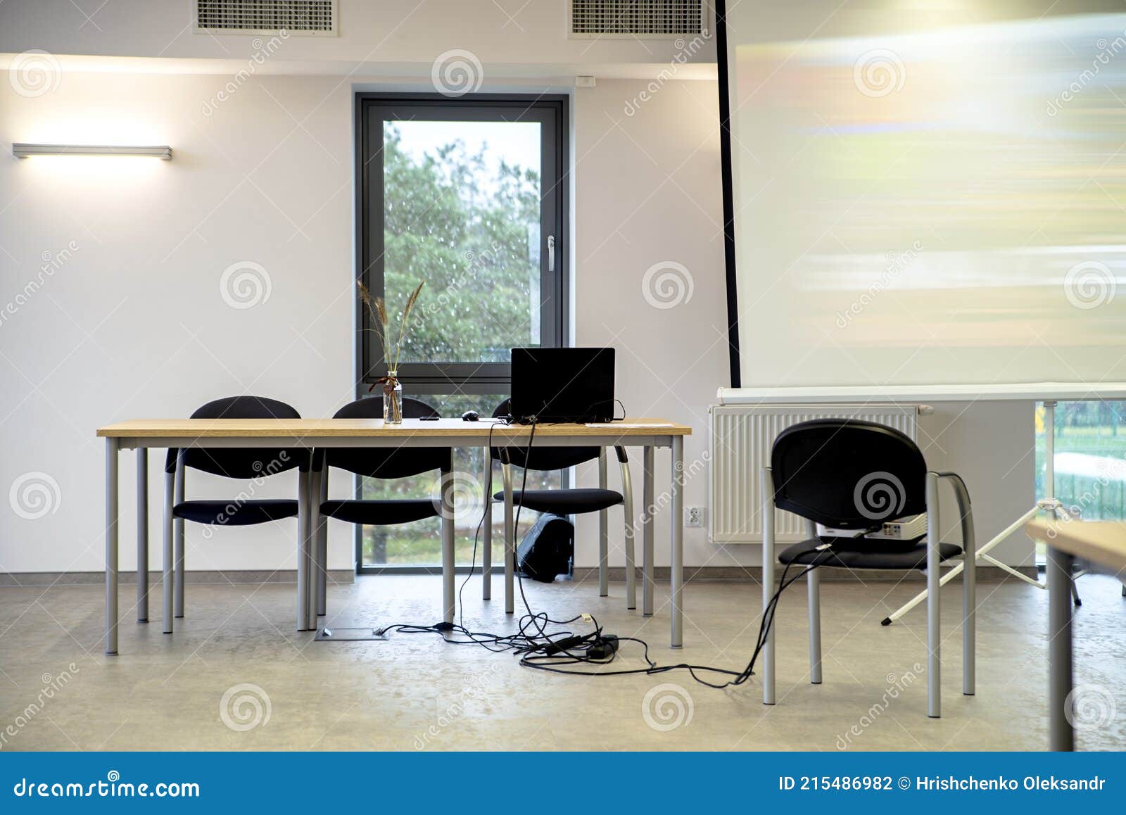 Modern Office with a Projector Screen for Presentations Stock Photo ...