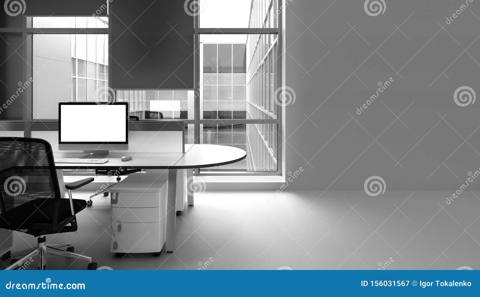 Modern Office Room 3d Rendering Image Stock Illustration - Illustration ...