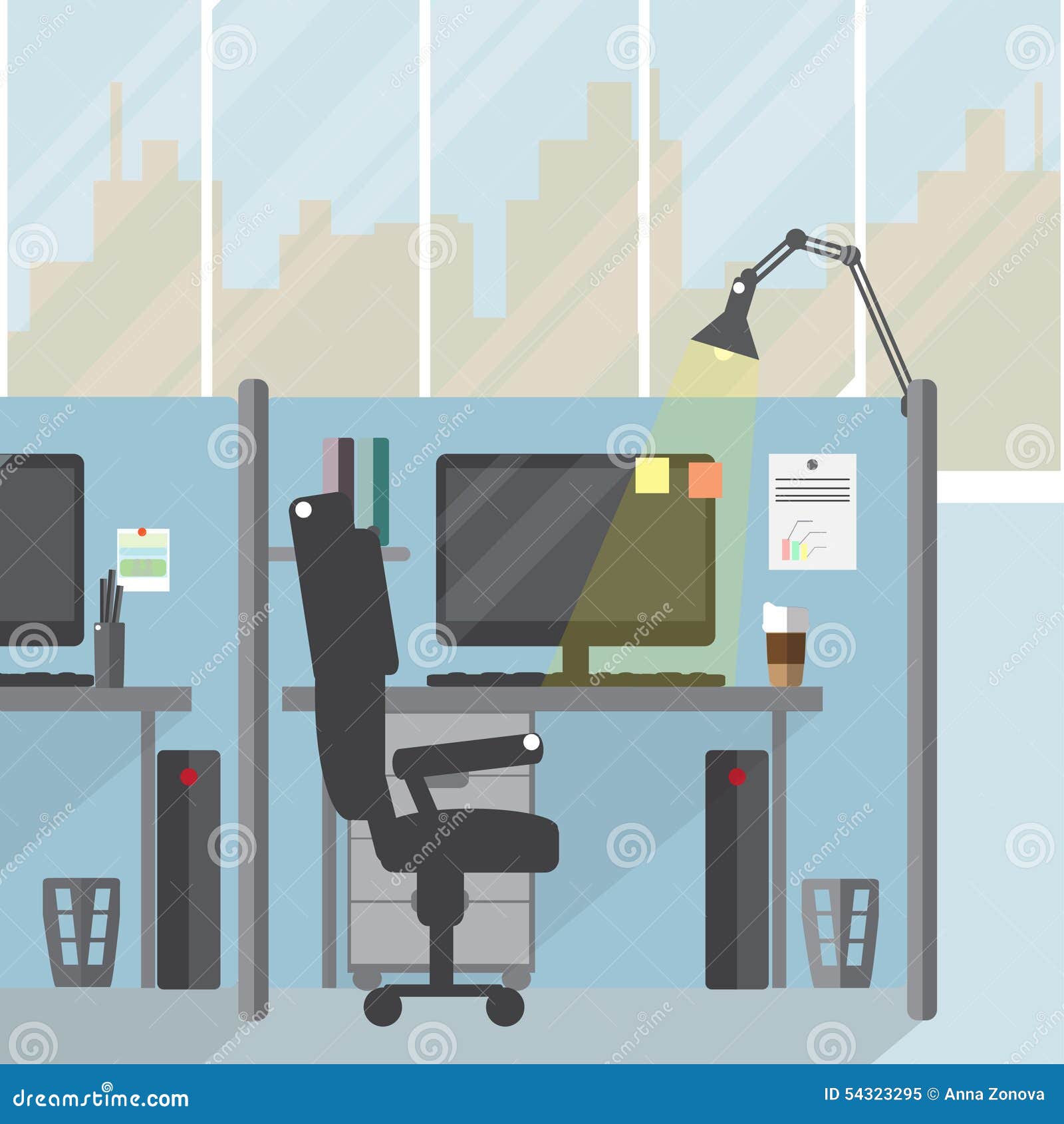 Modern office room. stock vector. Illustration of chair - 54323295