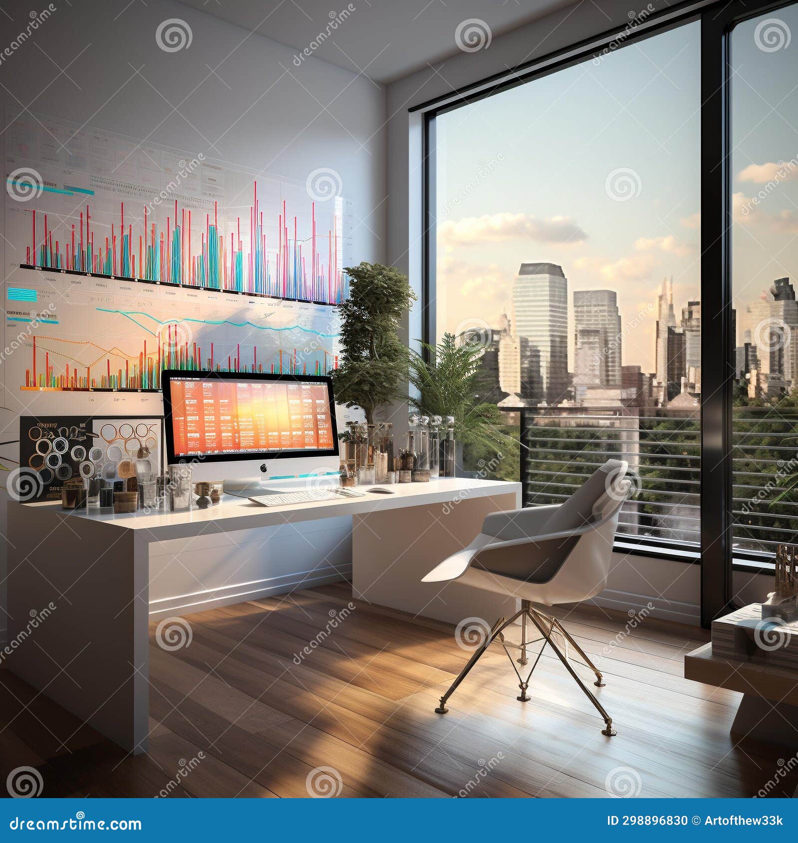 Modern Office Room: a Vibrant Display of Data Analytics and ...