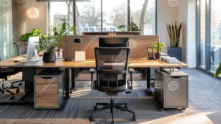Modern Office Setup Featuring a Clean Layout Pattern. Stock ...