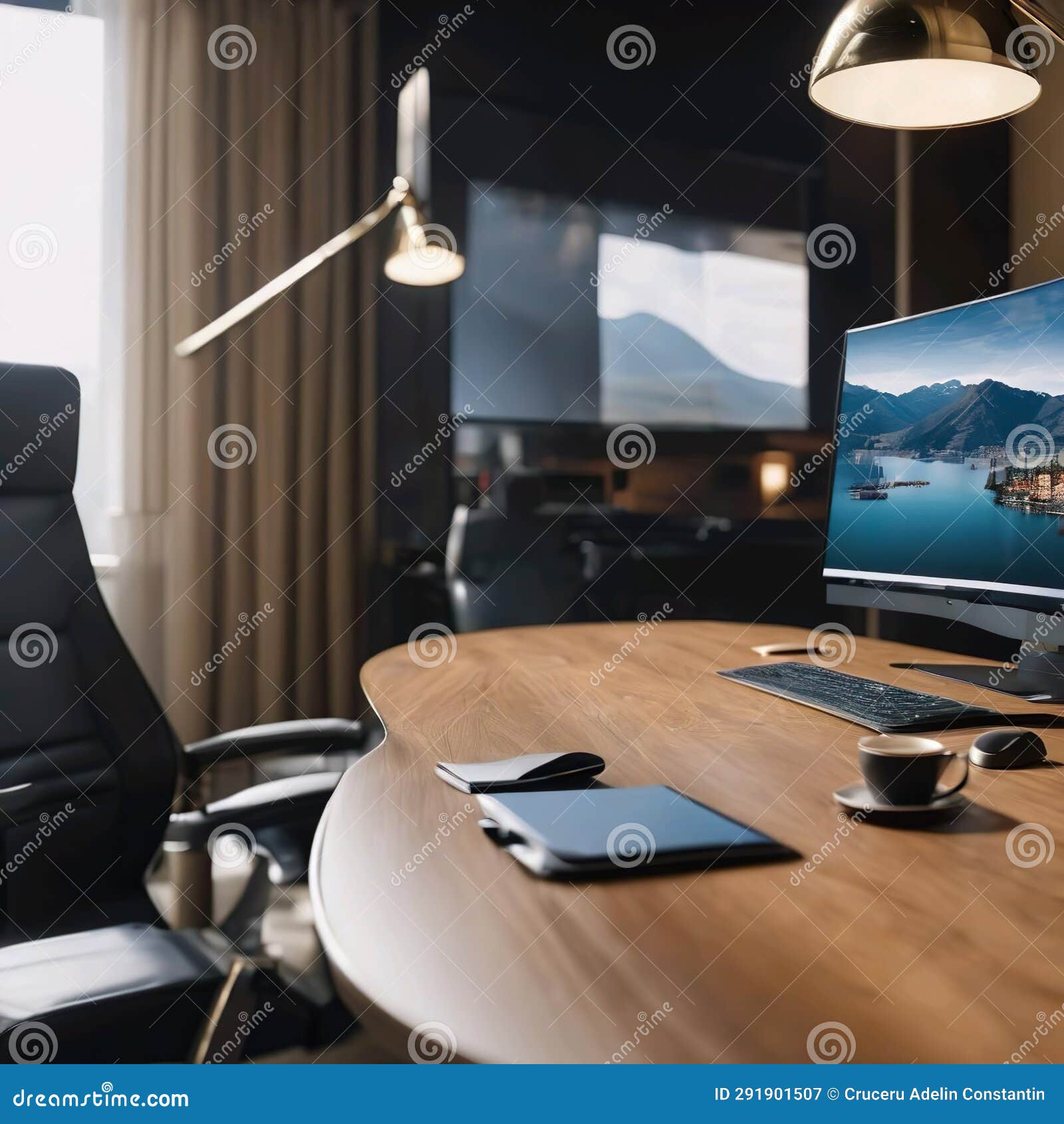 Modern Office Setup for Work Stock Illustration - Illustration of home ...