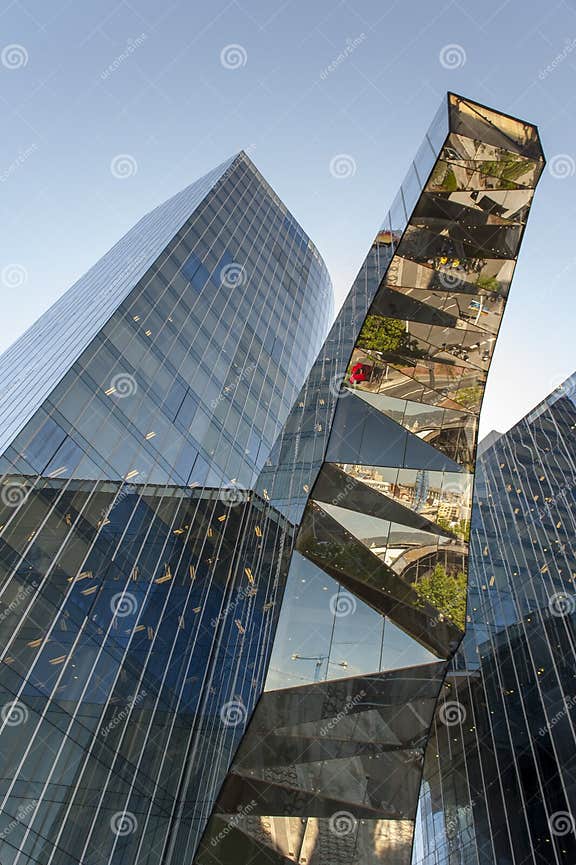 Modern Office Skyscraper of Glass and Reflections Stock Photo - Image ...