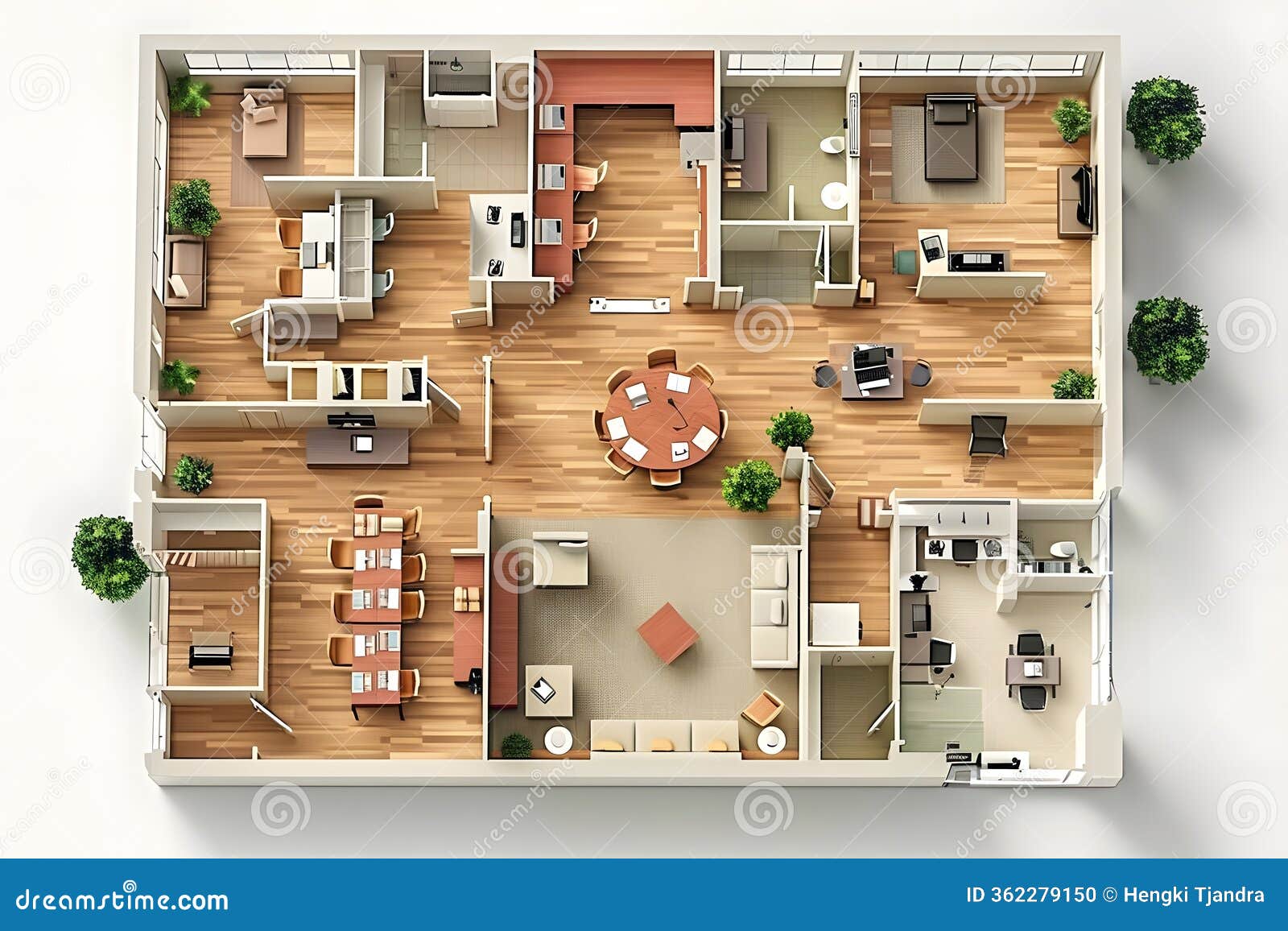 Modern Office Space Design, Floor Plan with Multiple Work Areas ...