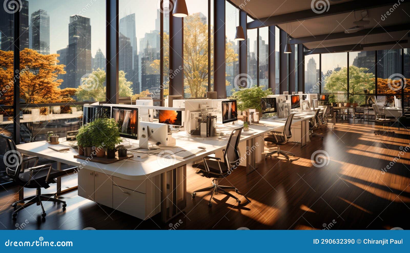 A Modern Office Space with Ergonomic Desks Stock Photo - Image of desk ...