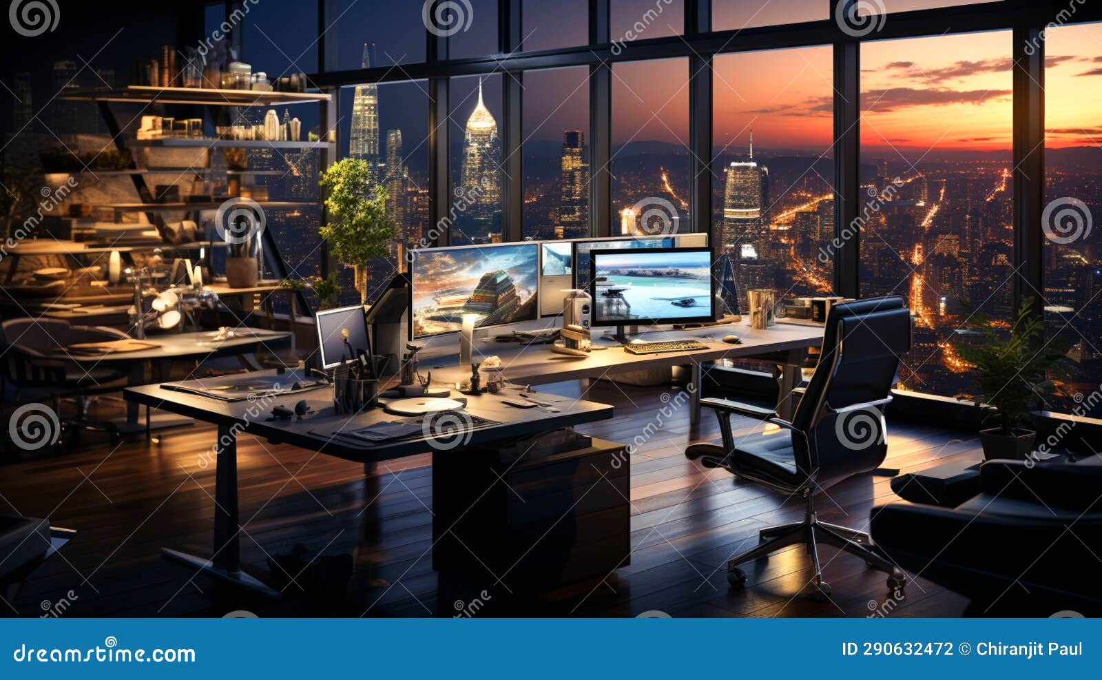 A Modern Office Space with Ergonomic Desks Stock Photo - Image of open ...